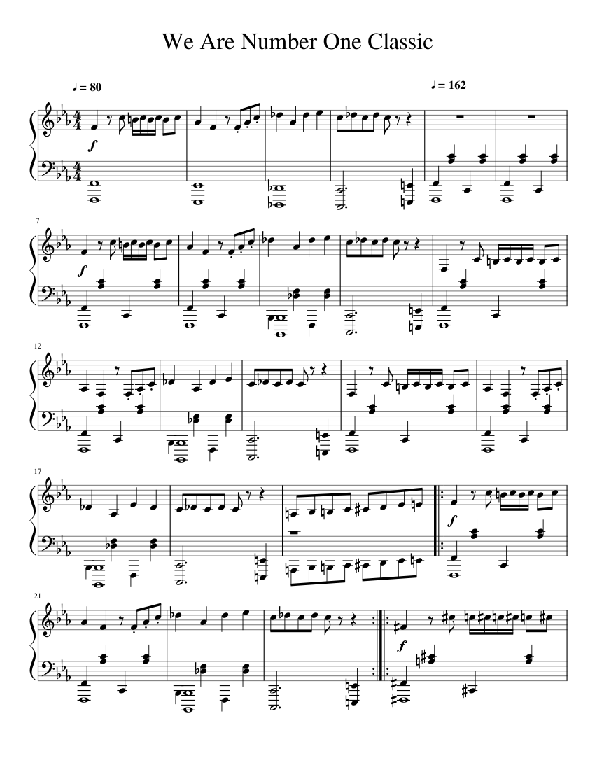 We Are Number One Classic sheet music for Piano download free in PDF or ...