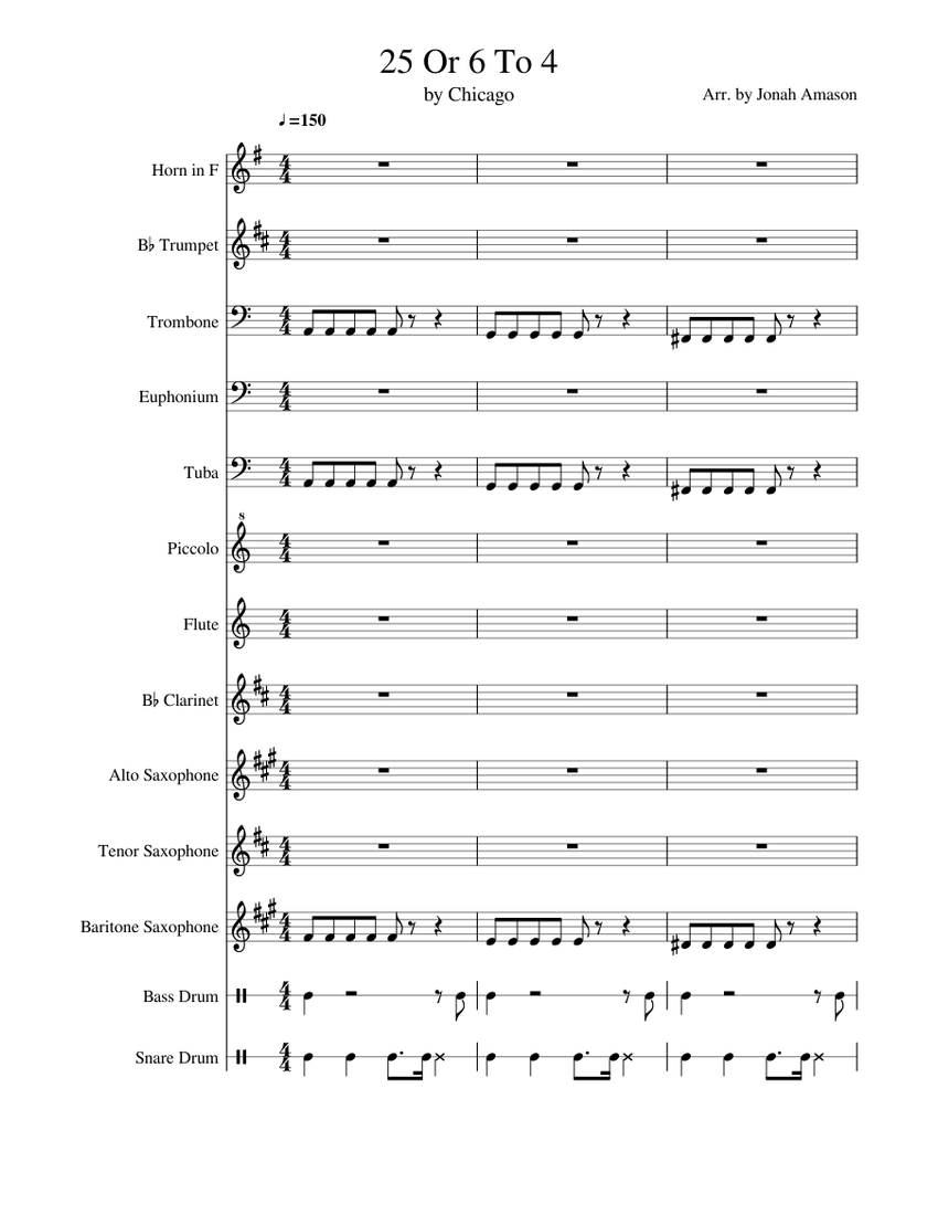 25 Or 6 To 4 for Marching Band Sheet music for Trumpet (In B Flat), Trombone, Flute, Clarinet ...