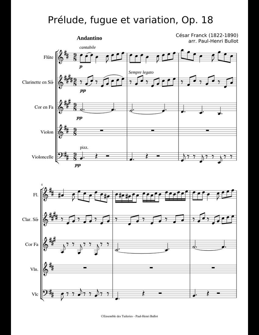 Prelude fugue et variation - Cesar Franck (op. 18 FWV 30) sheet music ...