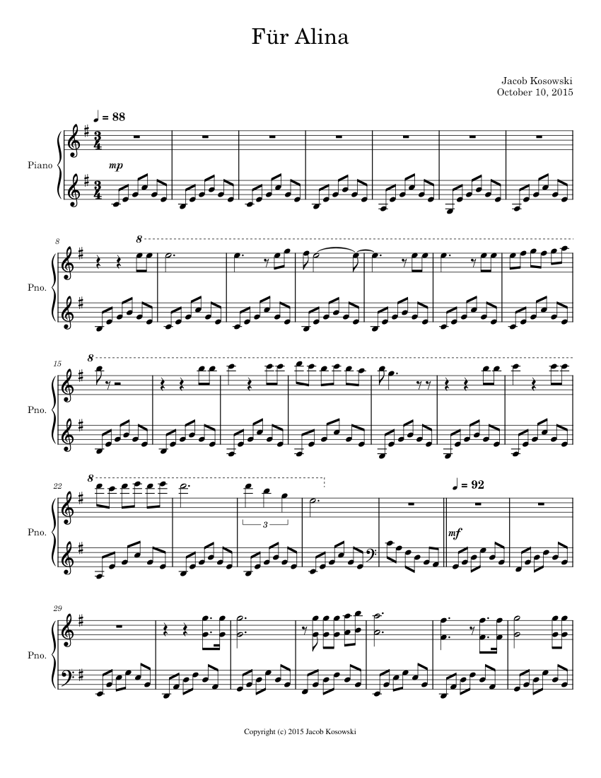 Für Alina Sheet music for Piano (Piano Duo) | Musescore.com