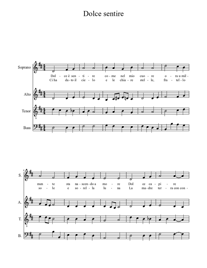 Dolce sentire Sheet music | Download free in PDF or MIDI | Musescore.com
