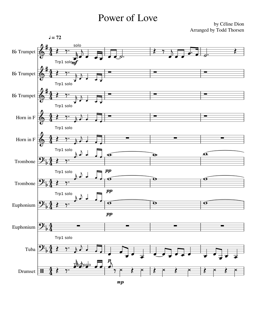 The power of love (Celine Dion/Jennifer Rush ) Sheet music for Trumpet ...