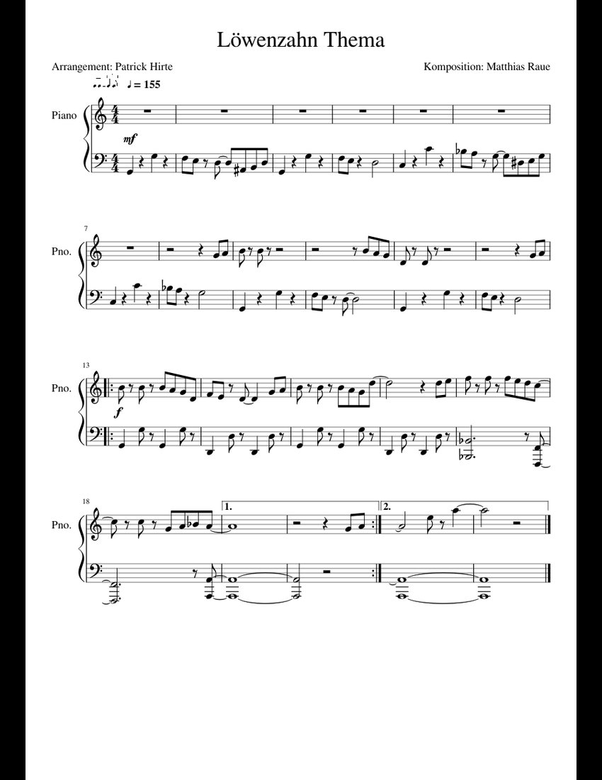 Löwenzahn Thema (Piano) sheet music for Piano download free in PDF or MIDI