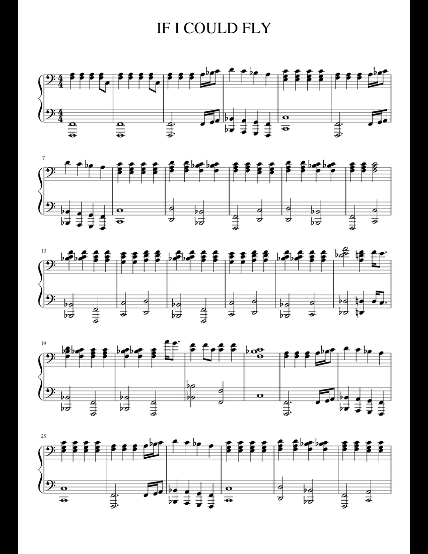 IF I COULD FLY - One Direction sheet music for Piano download free in ...
