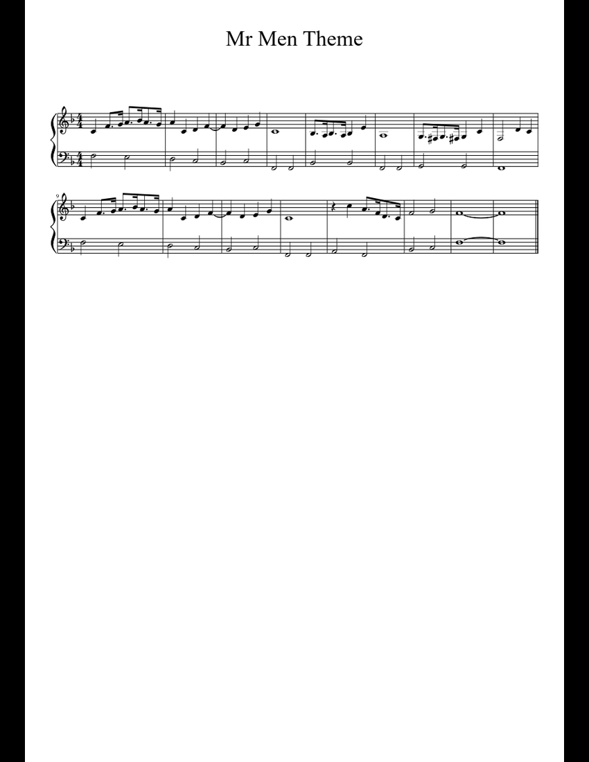 Mr Men Theme sheet music for Piano download free in PDF or MIDI