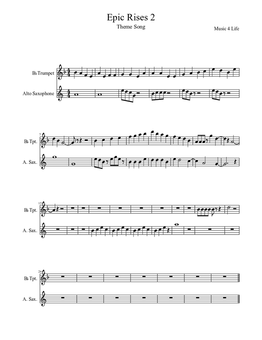 Epic Rises 2 Sheet music for Trumpet (Solo) | Musescore.com