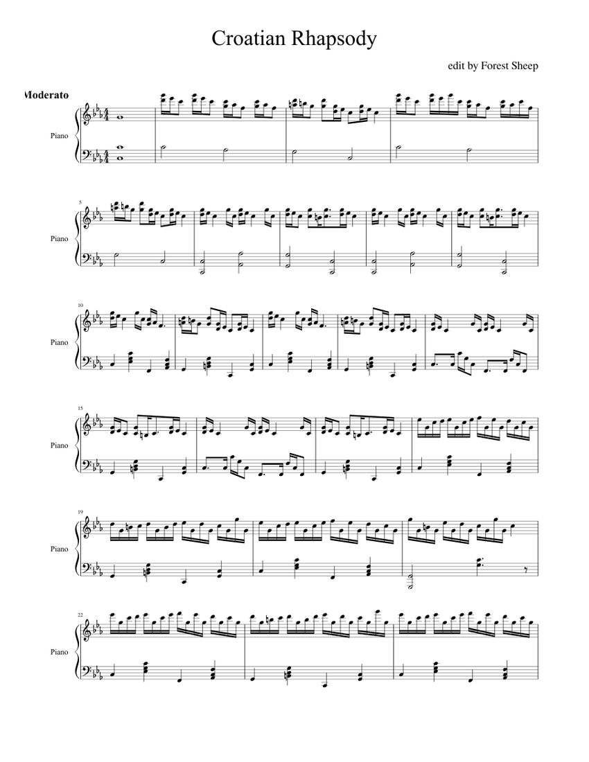 Croatian Rhapsody Sheet music for Piano (Solo) | Musescore.com