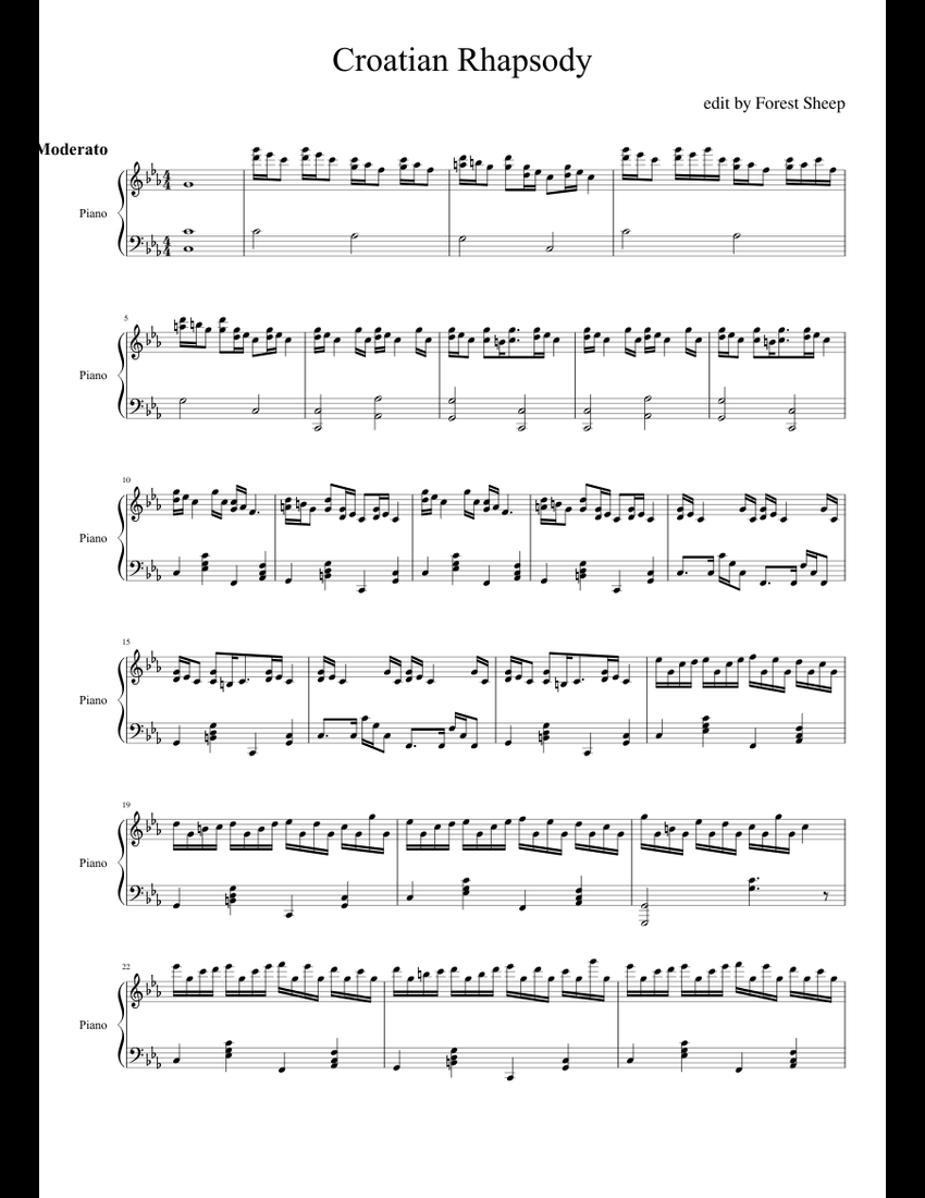Croatian Rhapsody sheet music for Piano download free in PDF or MIDI