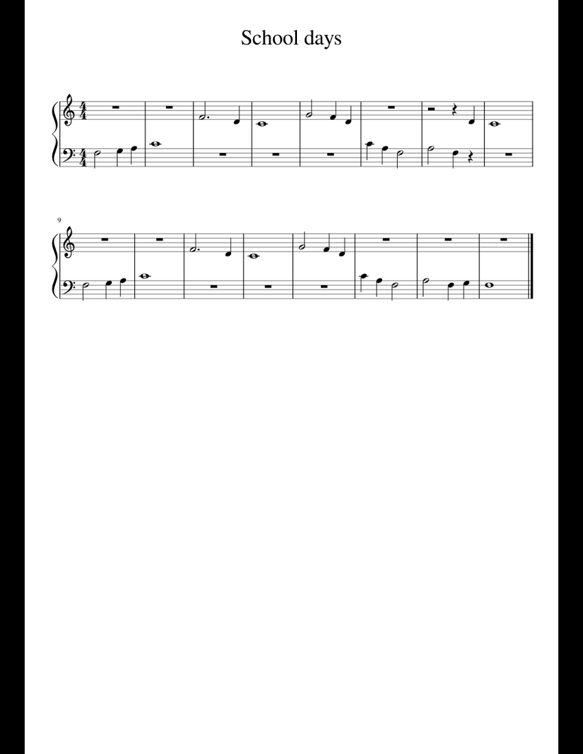 School days sheet music for Piano download free in PDF or MIDI