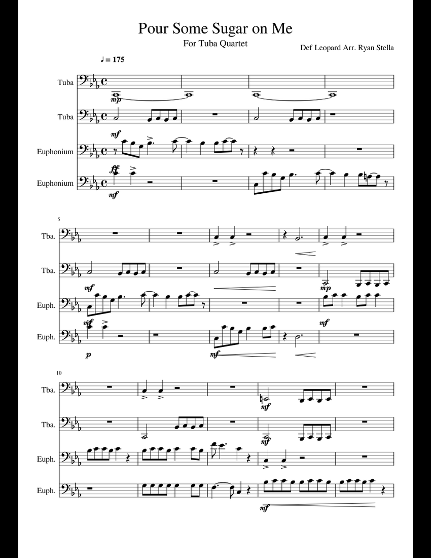 Pour Some Sugar on Me sheet music for Tuba download free in PDF or MIDI