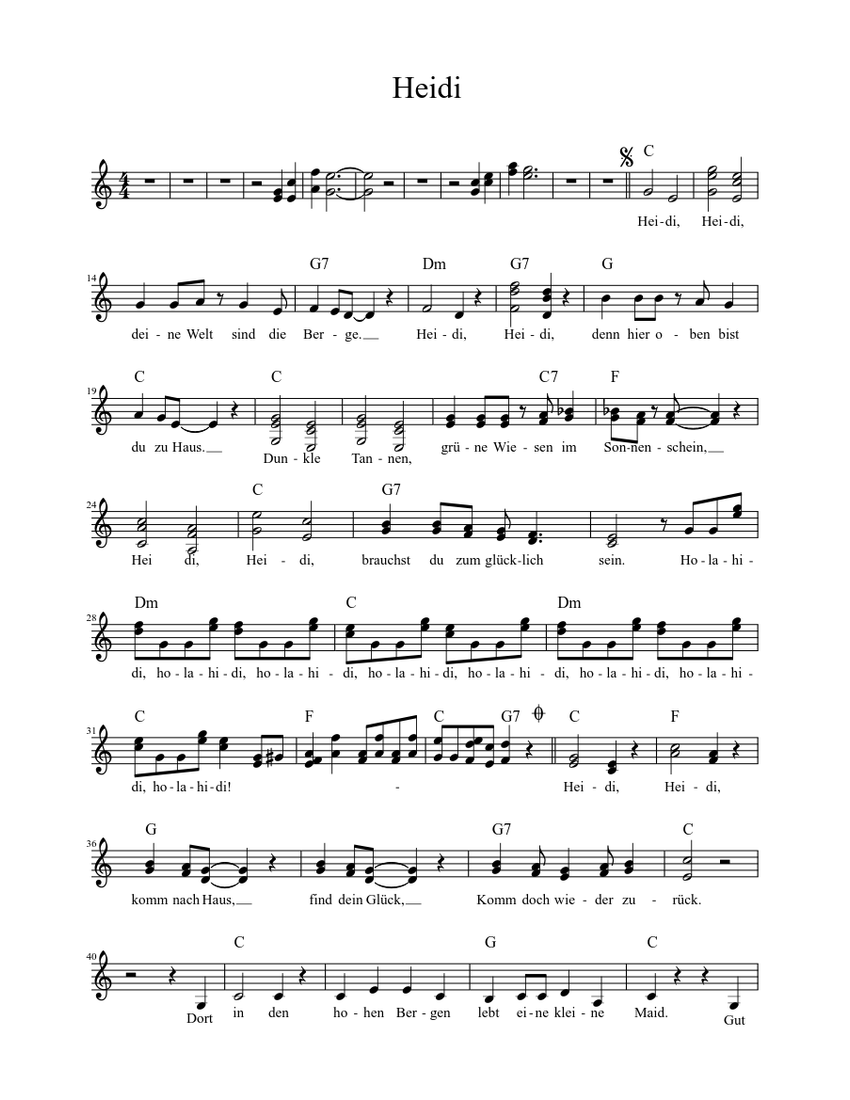 Heidi Sheet music | Download free in PDF or MIDI | Musescore.com
