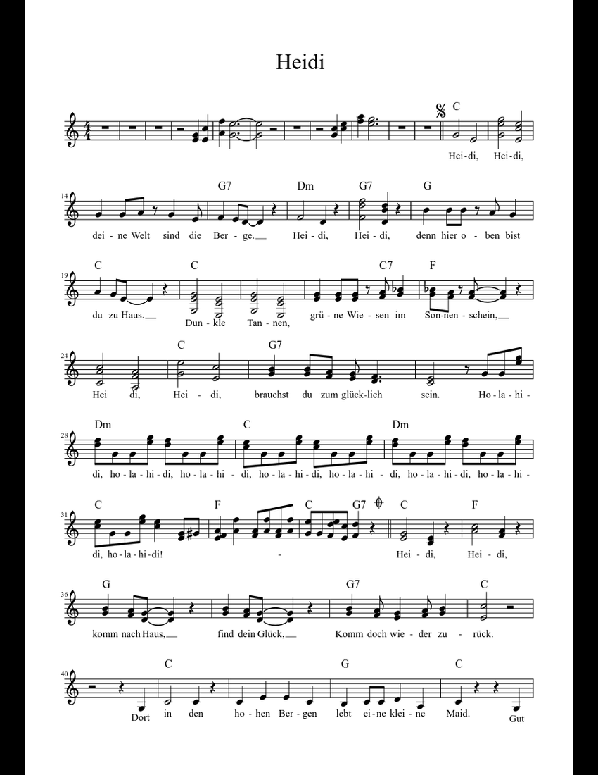 Heidi sheet music download free in PDF or MIDI