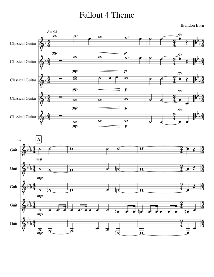 Fallout 4 Theme guitar Sheet music for Guitar | Download free in PDF or ...