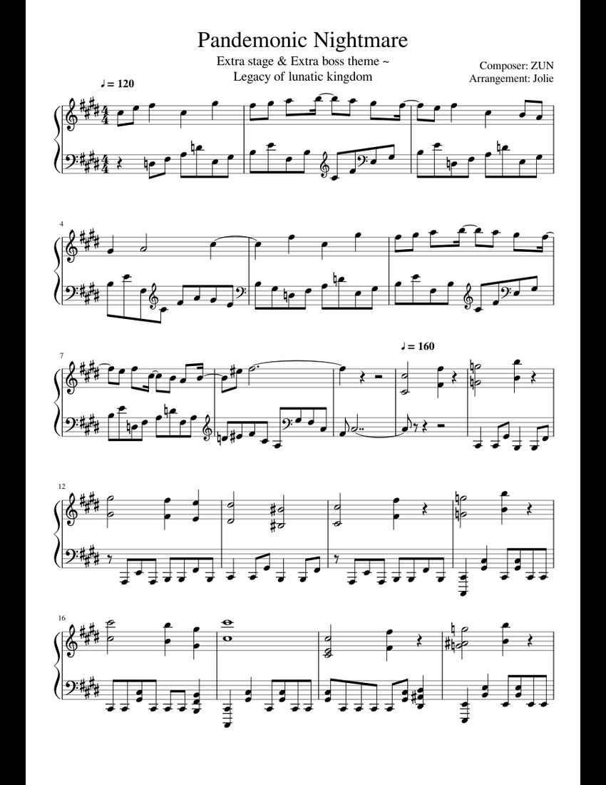 Pandemonic nightmare sheet music for Piano download free in PDF or MIDI