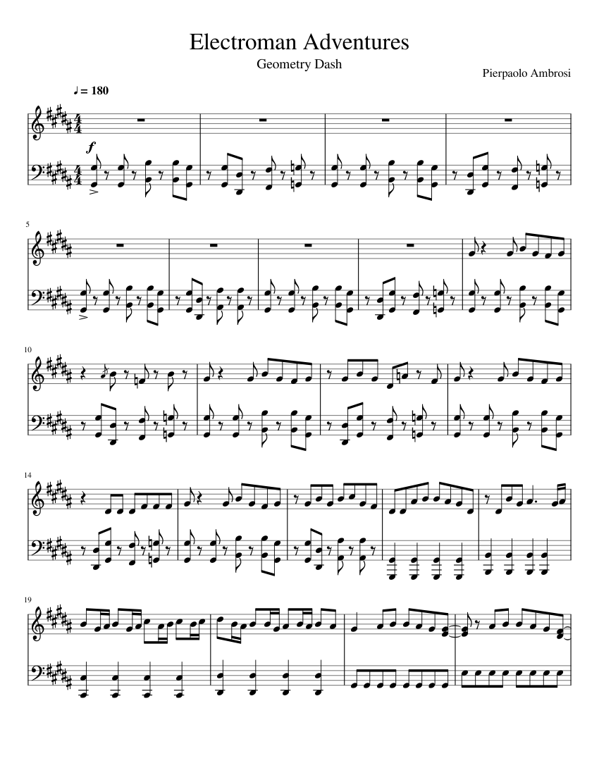 Geometry dash Electroman adventures Sheet music for Piano (Solo ...