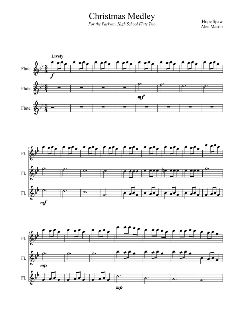 Christmas Medley Sheet music for Flute | Download free in PDF or MIDI ...