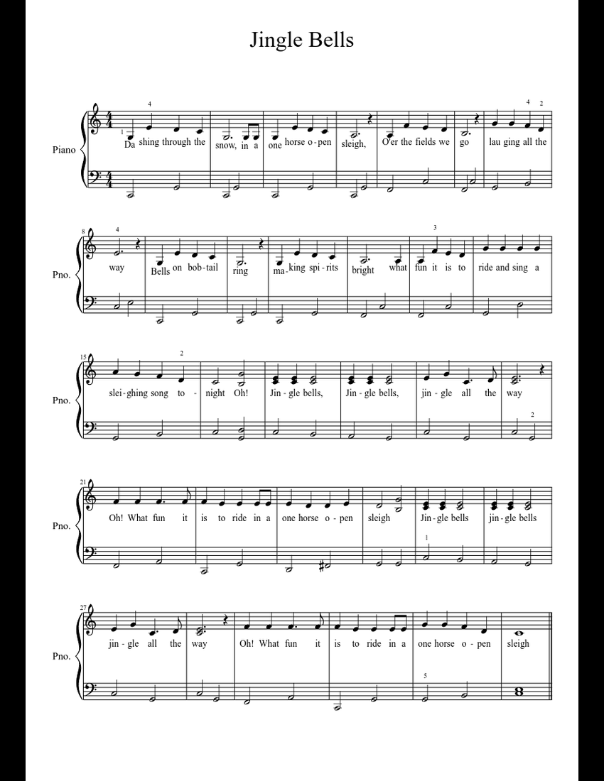 Jingle Bells - piano tutorial