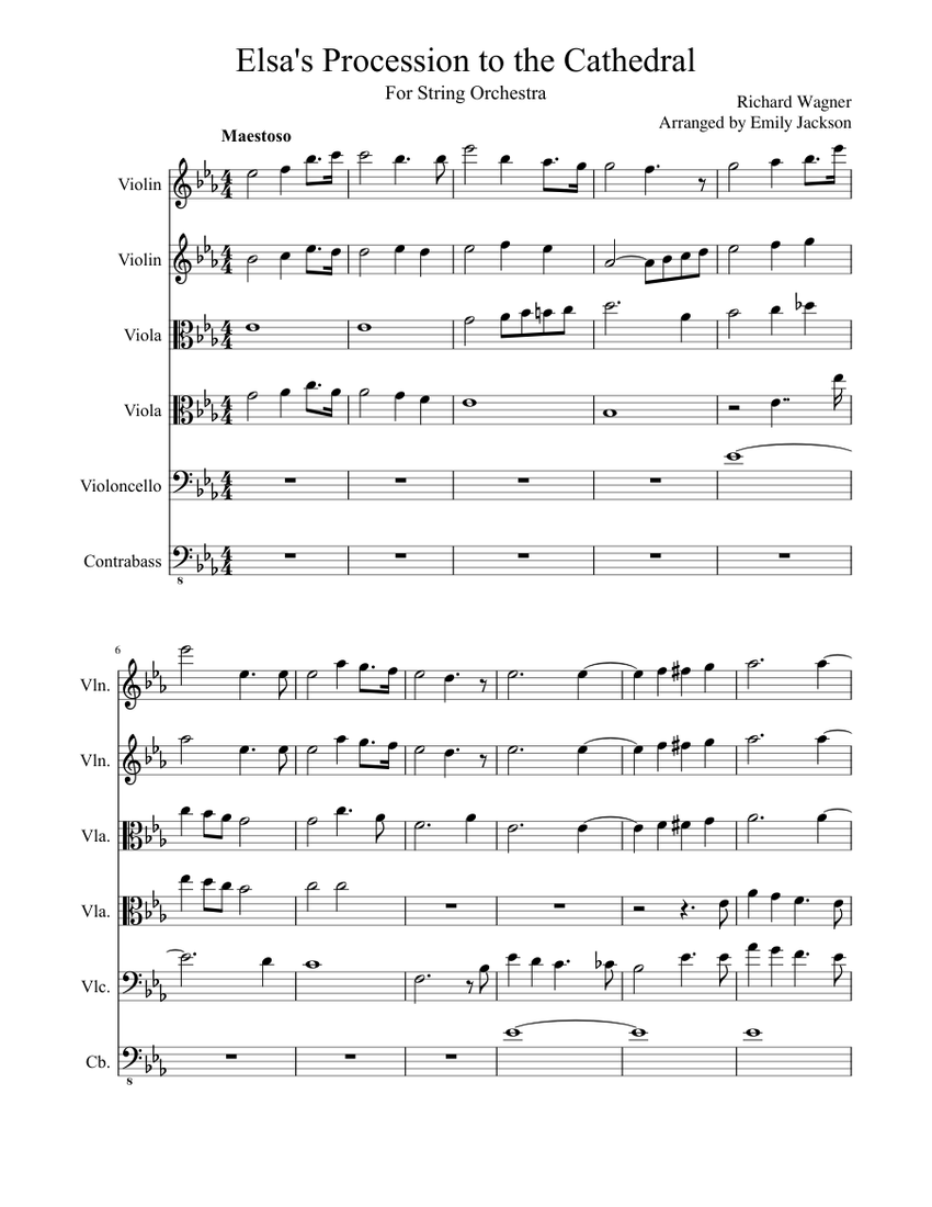 Elsa's Procession to the Cathedral Sheet music for Violin, Viola, Cello ...
