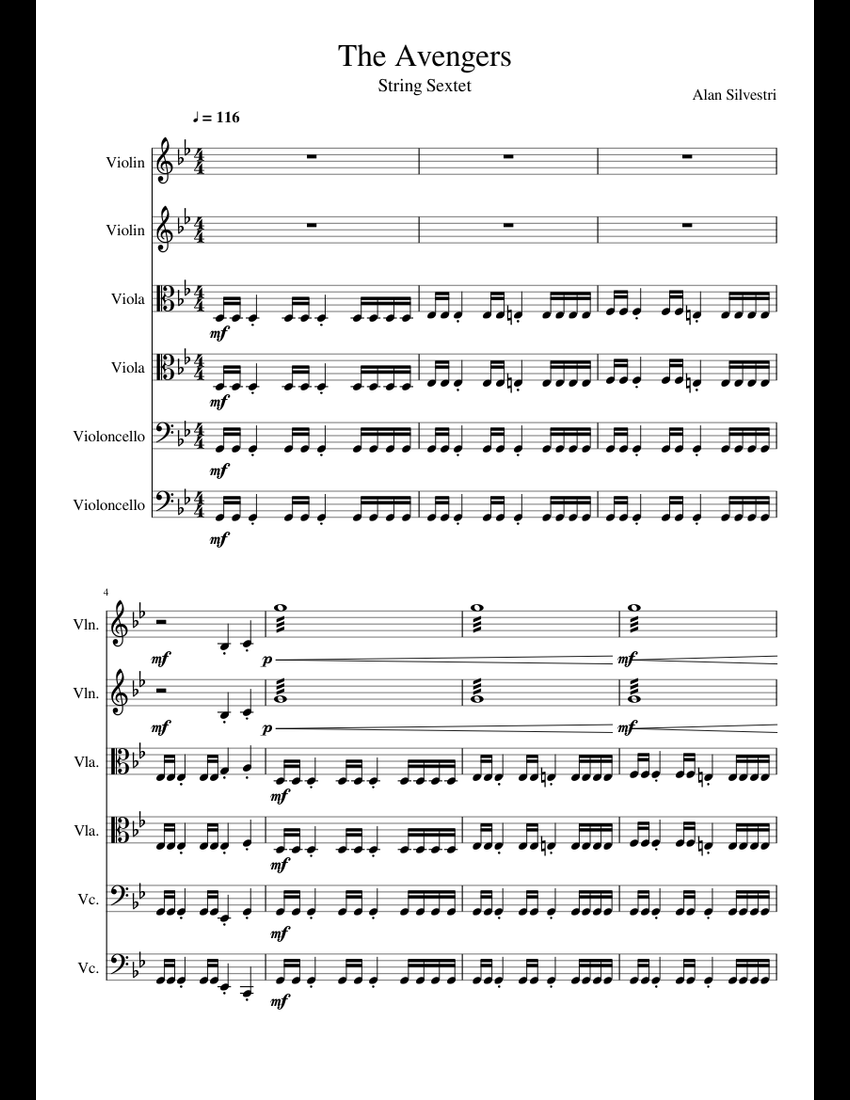 The Avengers | Alan Silvestri sheet music for Violin, Viola, Cello ...