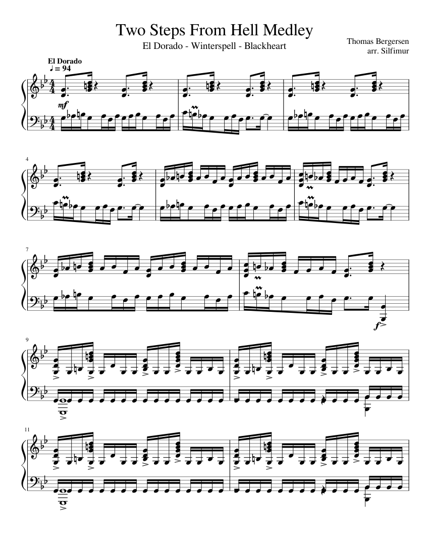 Two Steps From Hell Medley - Piano sheet music for Piano download free in PDF or MIDI