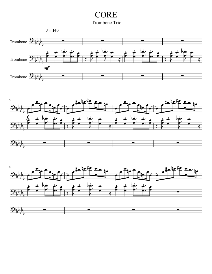 CORE - Trombone Trio Sheet music for Trombone | Download free in PDF or ...