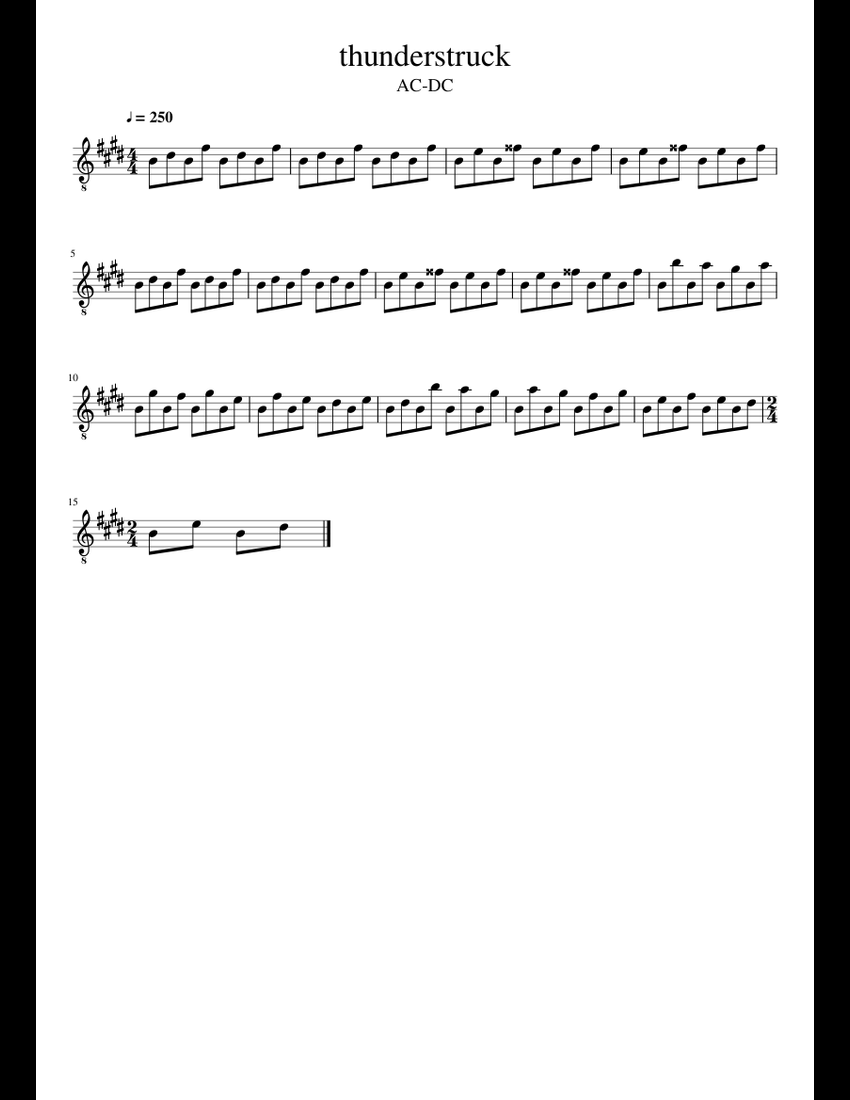 thunderstruck sheet music for Guitar download free in PDF or MIDI