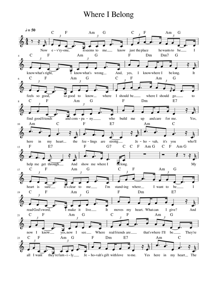 Where I Belong Sheet music for Piano | Download free in PDF or MIDI ...