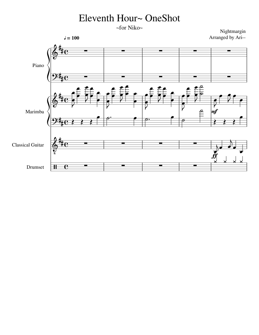 Eleventh Hour OneShot Sheet music for Piano, Percussion, Guitar ...