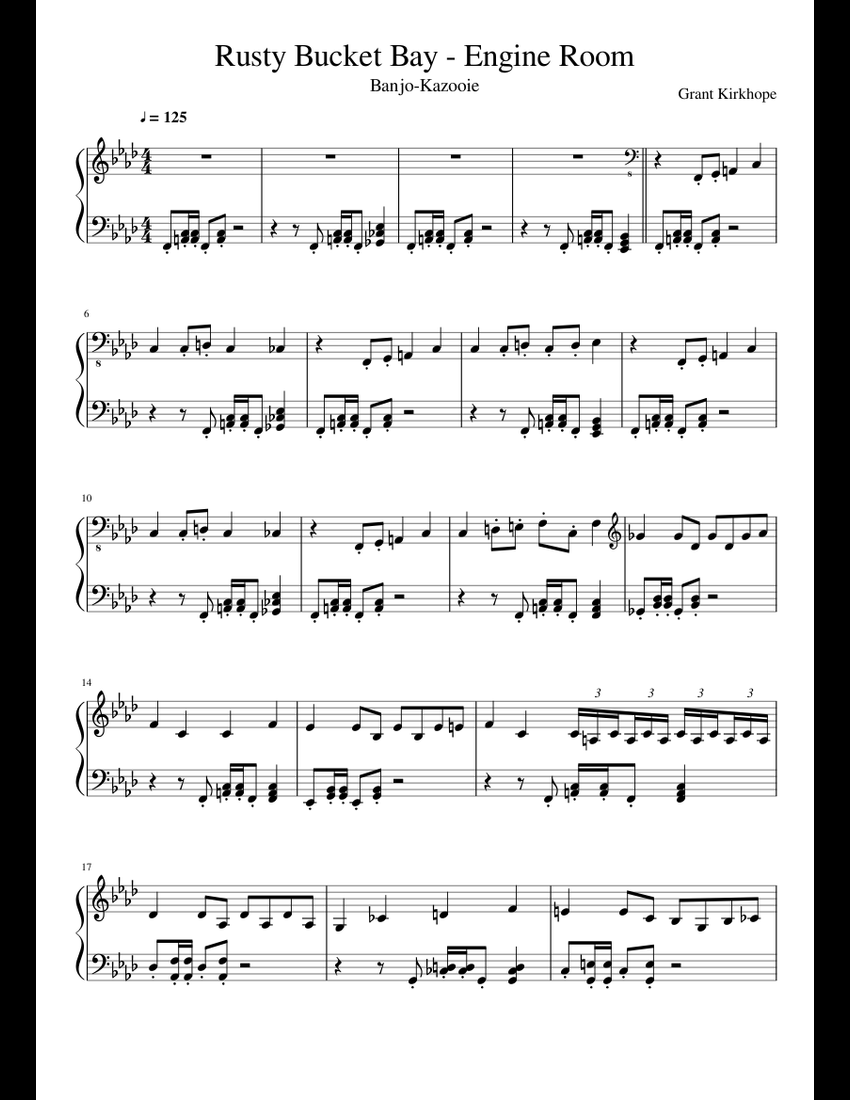 Rusty Bucket Bay - Engine Room sheet music for Piano download free in ...