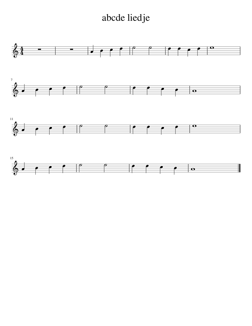 abcde liedje sheet music for Piano download free in PDF or MIDI