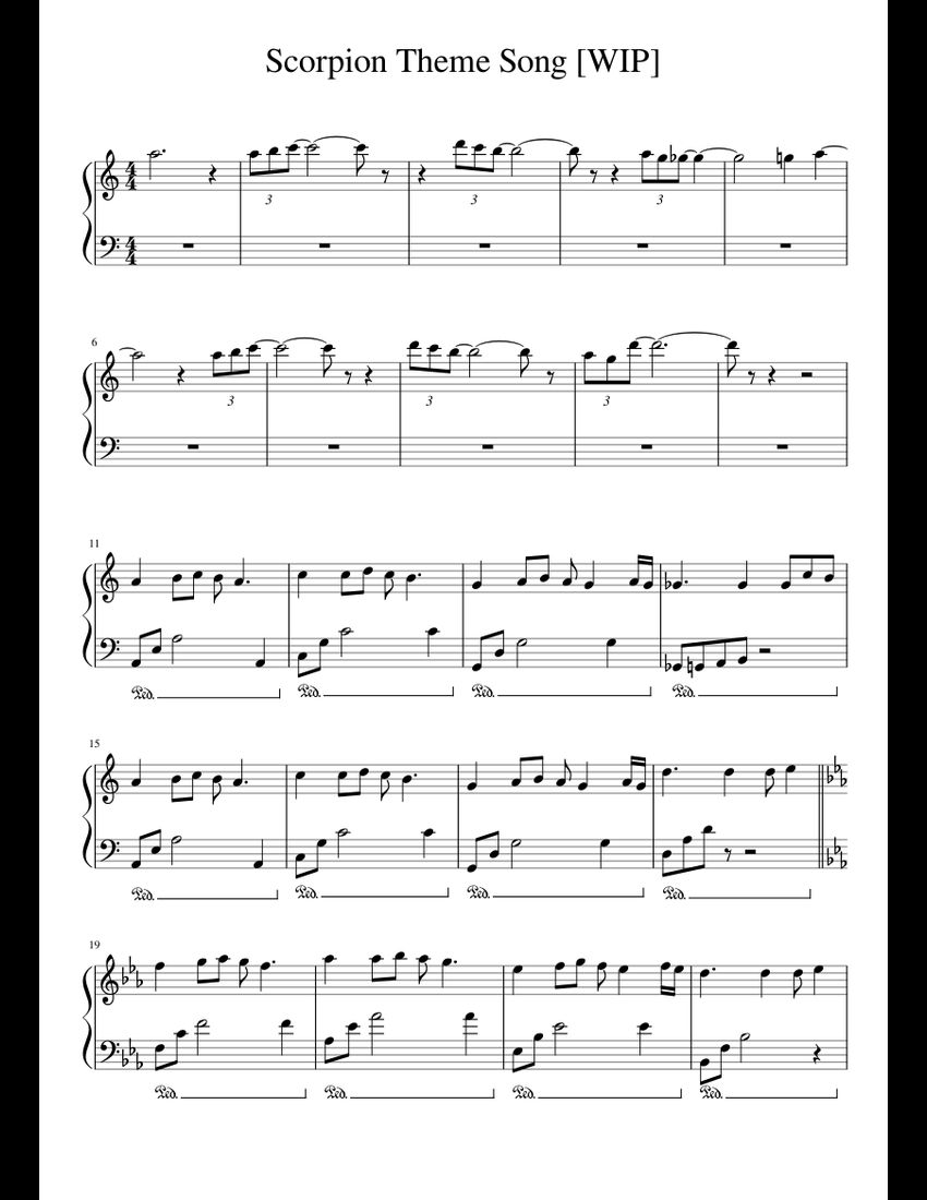 Scorpion Theme Song [WIP] sheet music for Piano download free in PDF or ...
