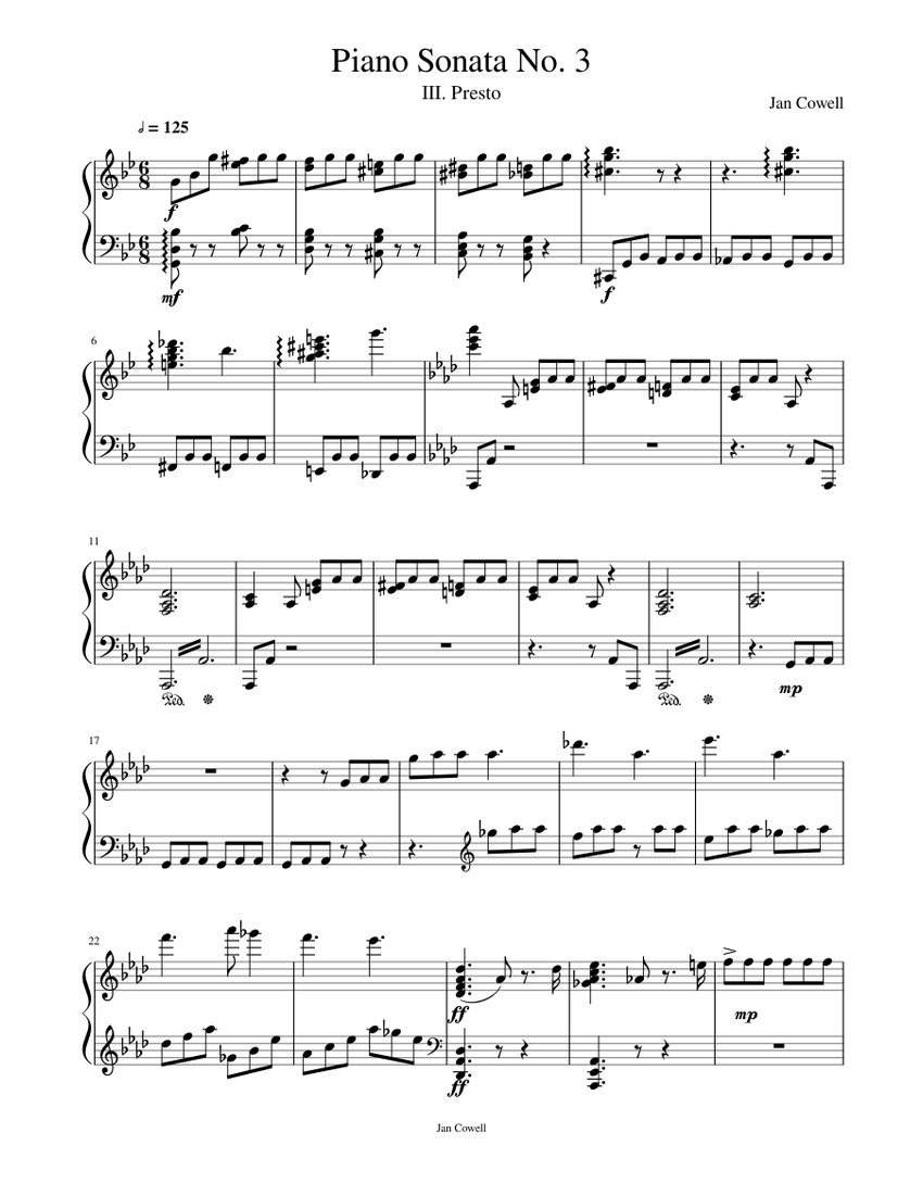 Piano Sonata No 3 - III. Presto Sheet music for Piano | Download free ...