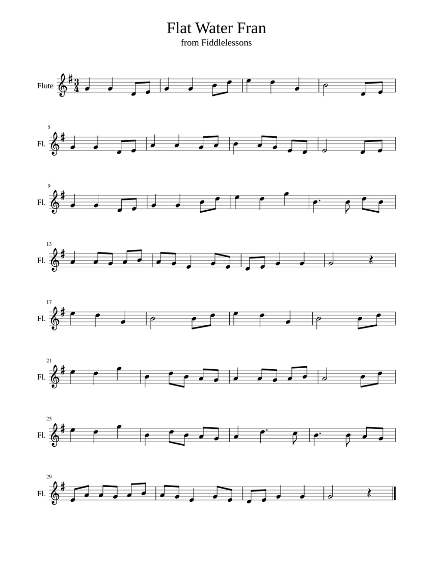 Flat Water Fran Sheet music for Flute (Solo) | Musescore.com