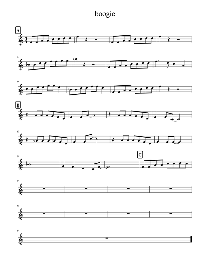 boogie Sheet music for Piano | Download free in PDF or MIDI | Musescore.com
