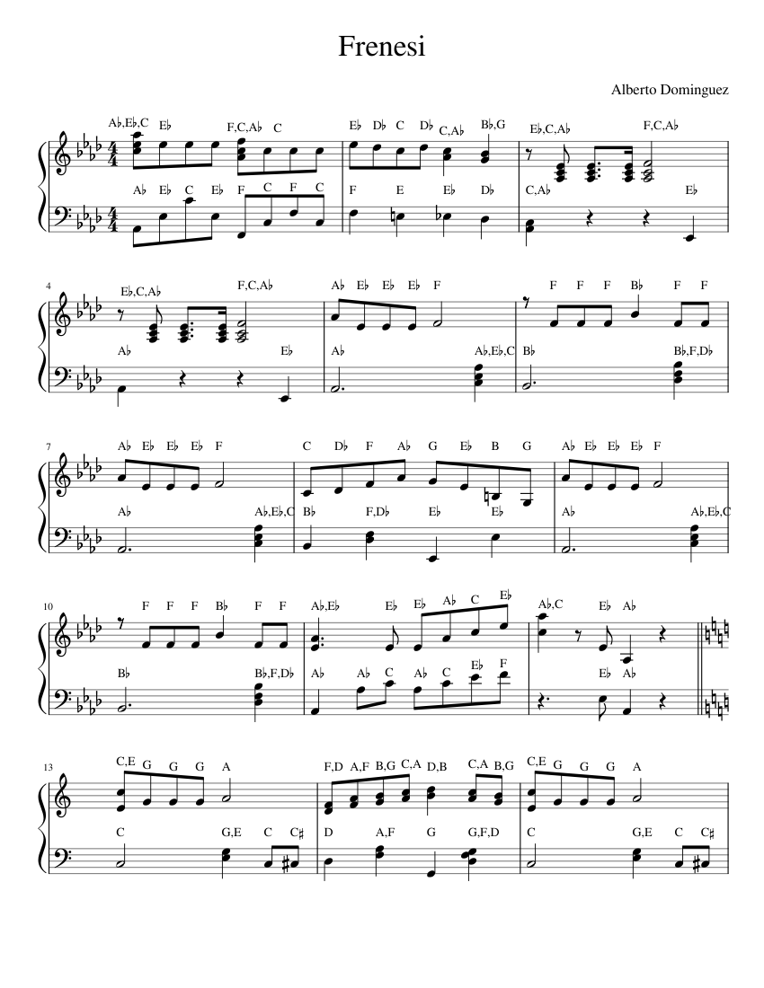 FRENESI en 2 Sheet music for Piano | Download free in PDF or MIDI ...