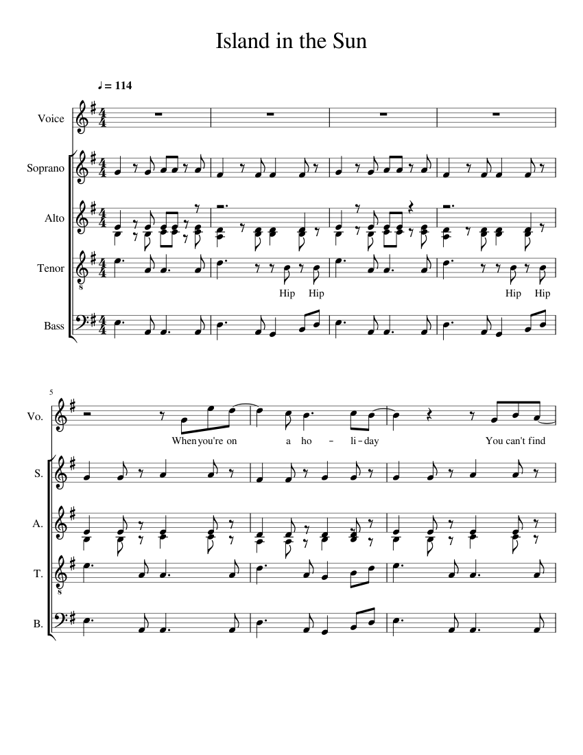 Island in the Sun Sheet music for Synthesizer, Guitar, Bass | Download free in PDF or MIDI ...
