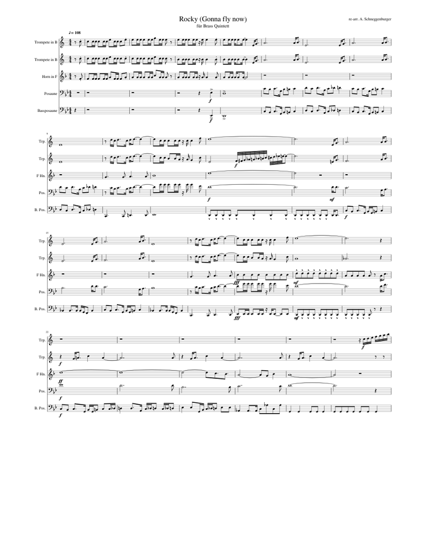 Rocky Gonna fly now für Brass Quintett Sheet music for Trumpet, French ...