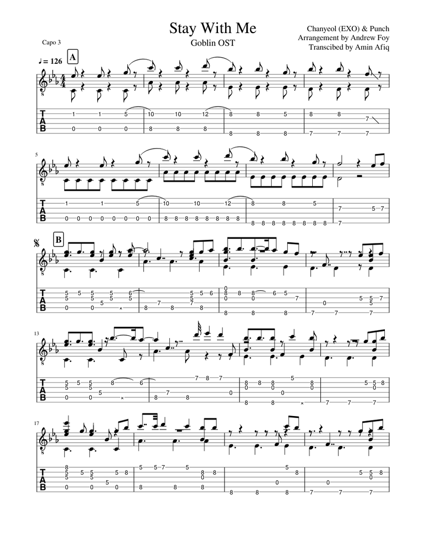 Stay With Me Sheet music for Guitar | Download free in PDF or MIDI ...