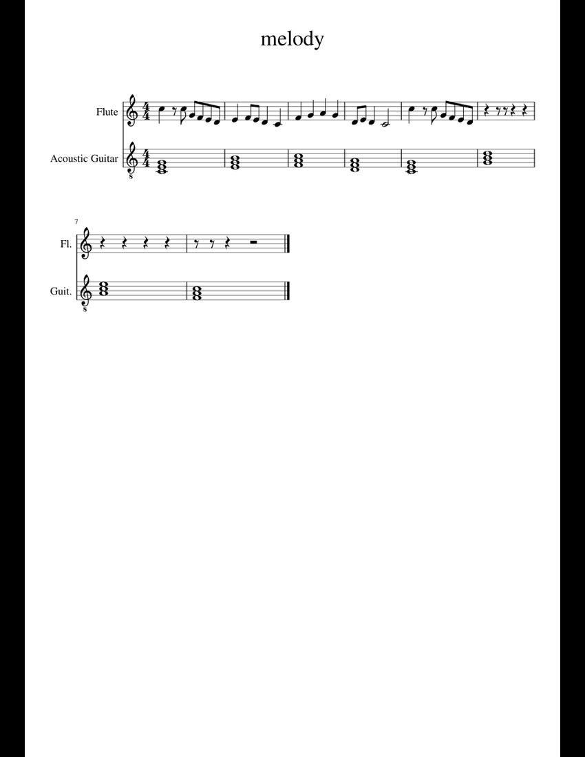 Melody sheet music for Flute, Guitar download free in PDF or MIDI