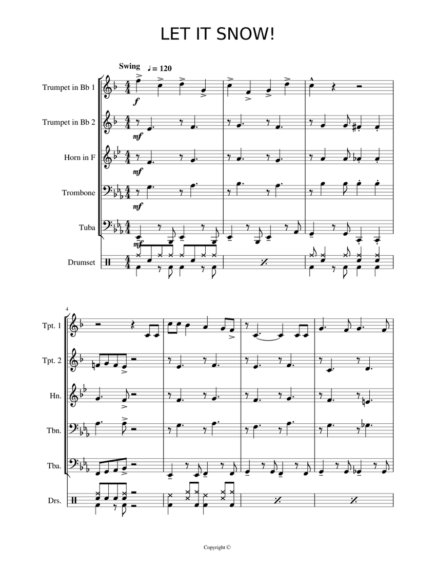LET IT SNOW Sheet music for Trumpet, French Horn, Trombone, Tuba ...