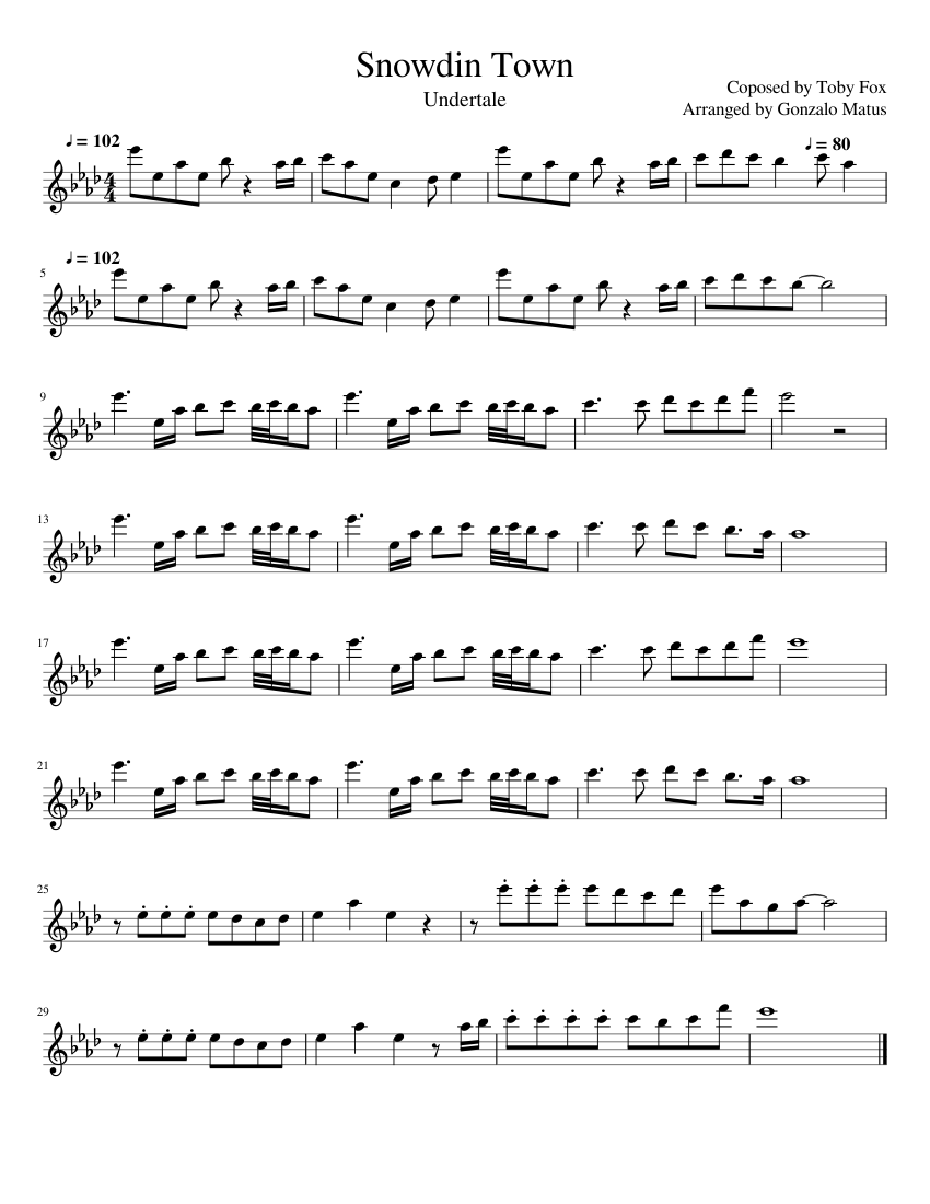 Snowdin Town - Violin Solo Sheet music for Violin (Solo) | Musescore.com