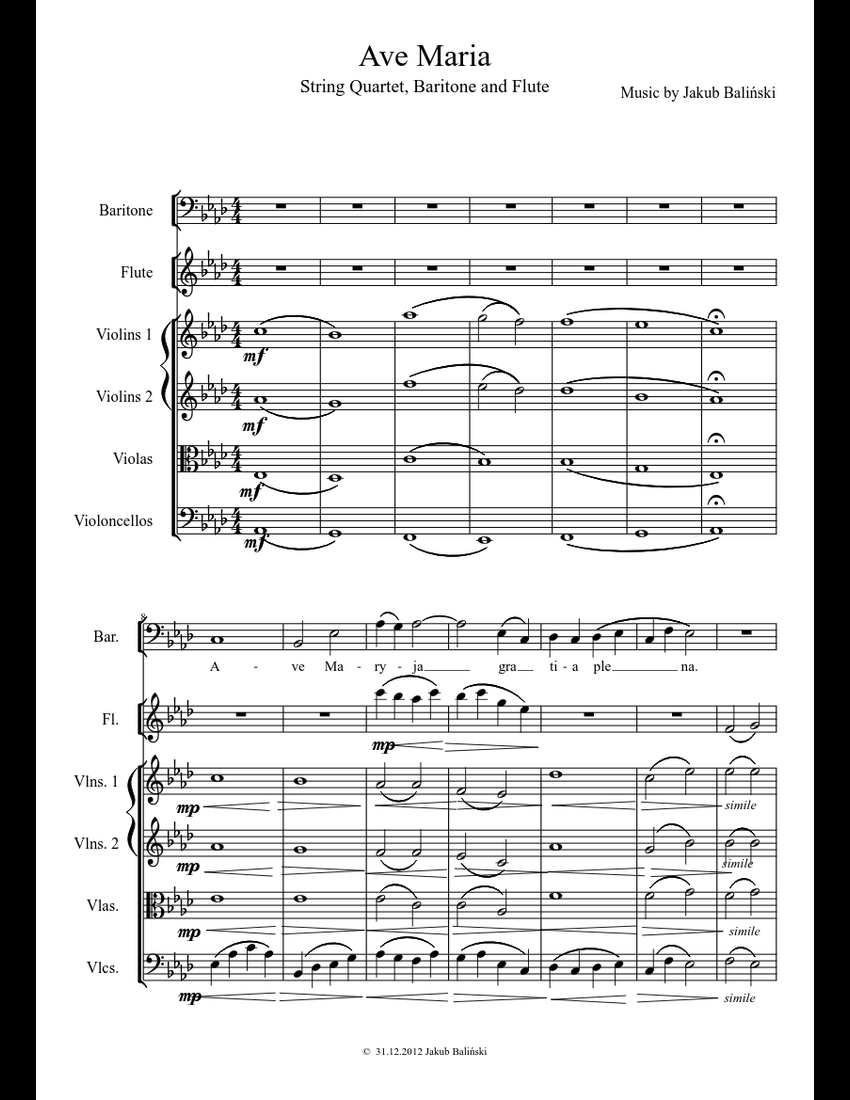 Ave Maria sheet music download free in PDF or MIDI