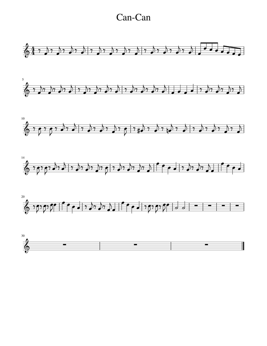 Can-Can (for second violins) Sheet music for Piano | Download free in ...