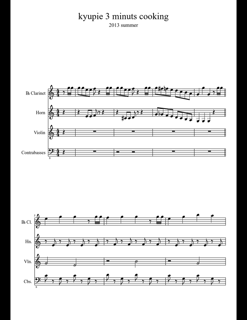kyupie 3 minuts cooking sheet music download free in PDF or MIDI