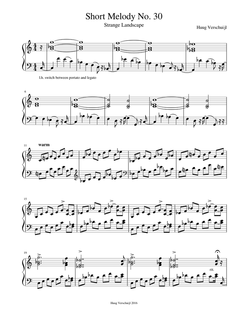 Short Melody No. 30 Sheet music for Piano | Download free in PDF or ...