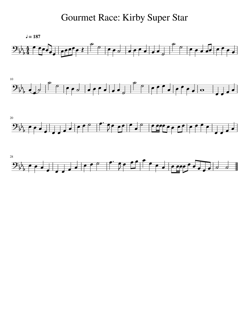 Gourmet Race: Kirby Super Star Sheet music for Cello | Download free in ...