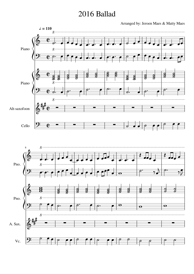 2016 ballad sheet music download free in PDF or MIDI