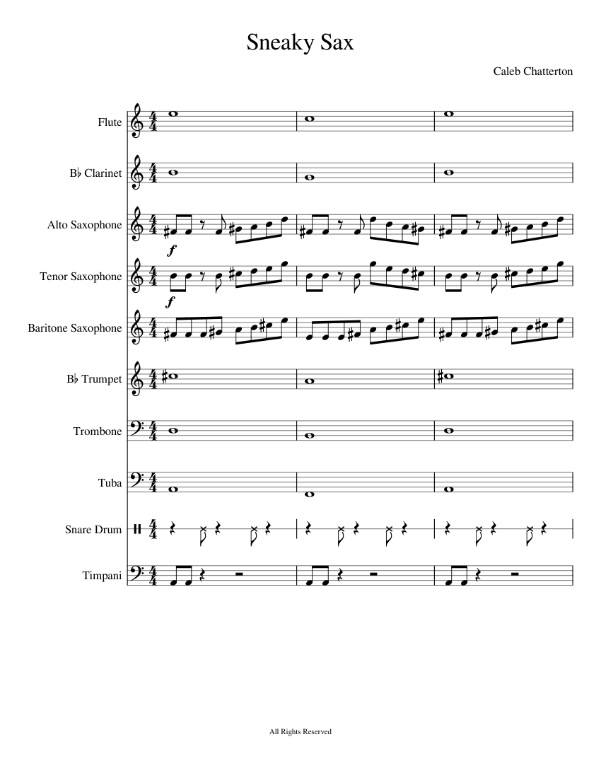Sneaky Sax Sheet music for Trumpet (In B Flat), Trombone, Flute ...