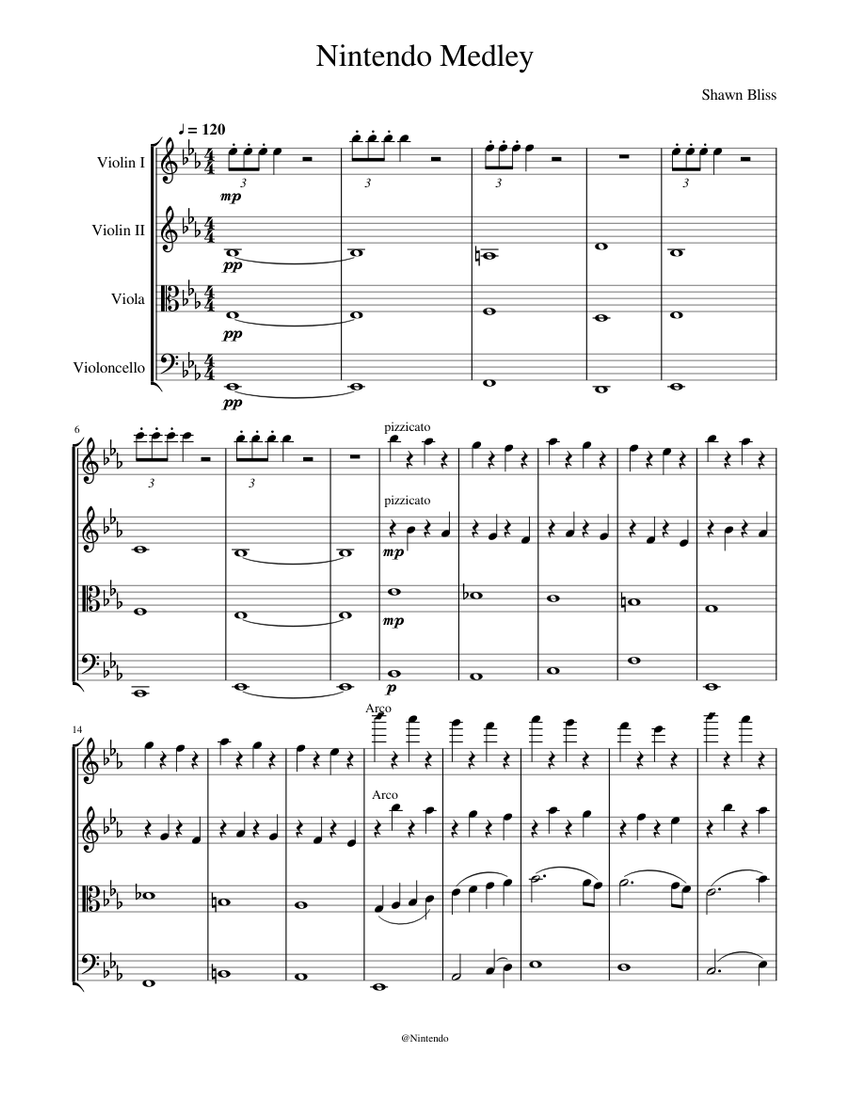 Nintendo Medley Sheet music for Violin, Viola, Cello | Download free in ...