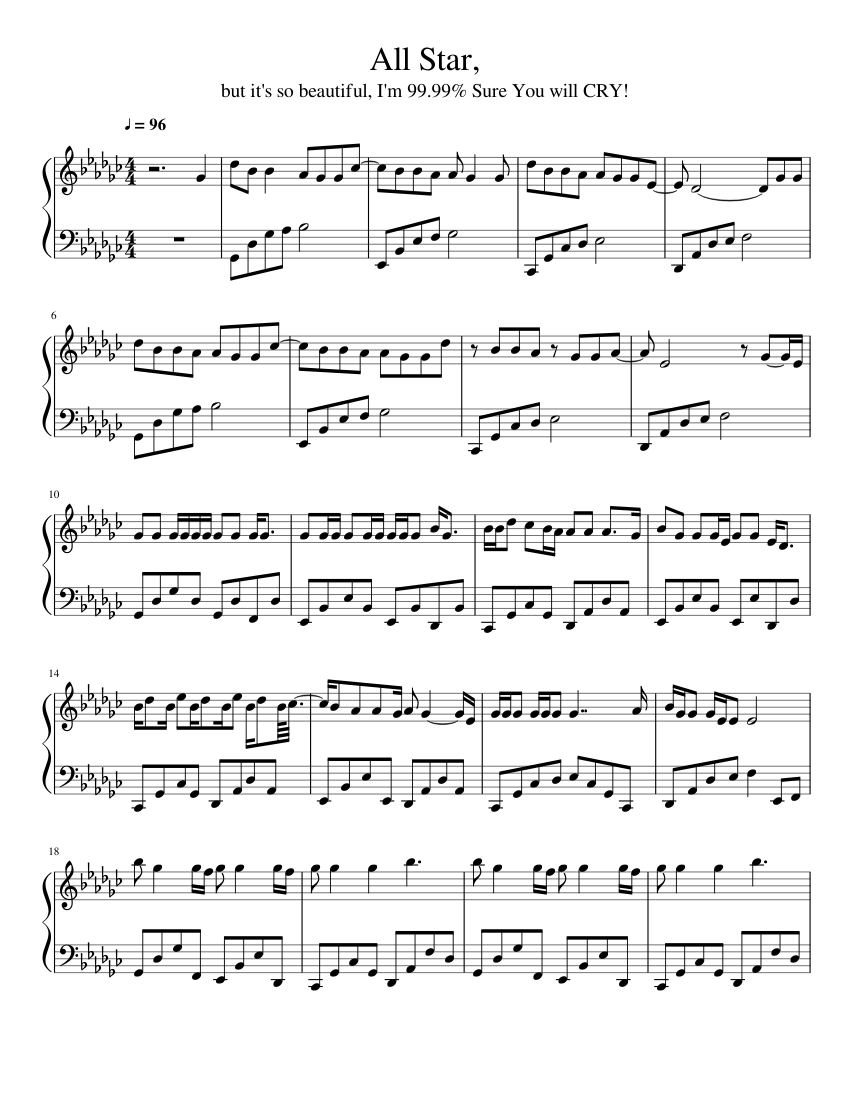 All Star Sheet music for Piano | Download free in PDF or MIDI ...